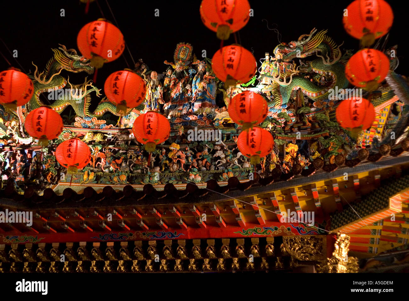 Red Lanterns at Song Shan Fu De Temple or Land God Temple Raohe Street ...