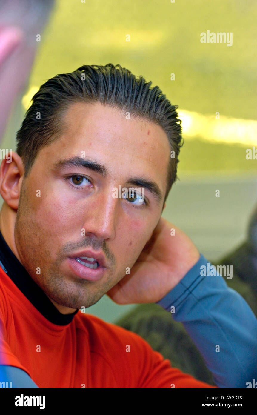 Gavin Henson talks to reporters during the Welsh Rugby Union press ...