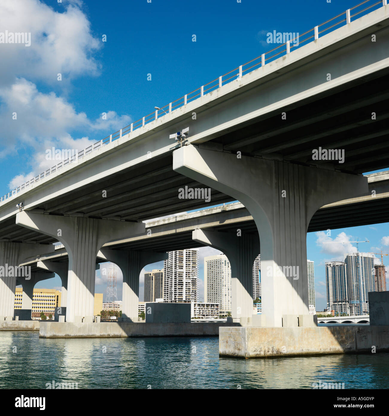 Bridge over Biscayne Bay in Miami Florida USA Stock Photo - Alamy