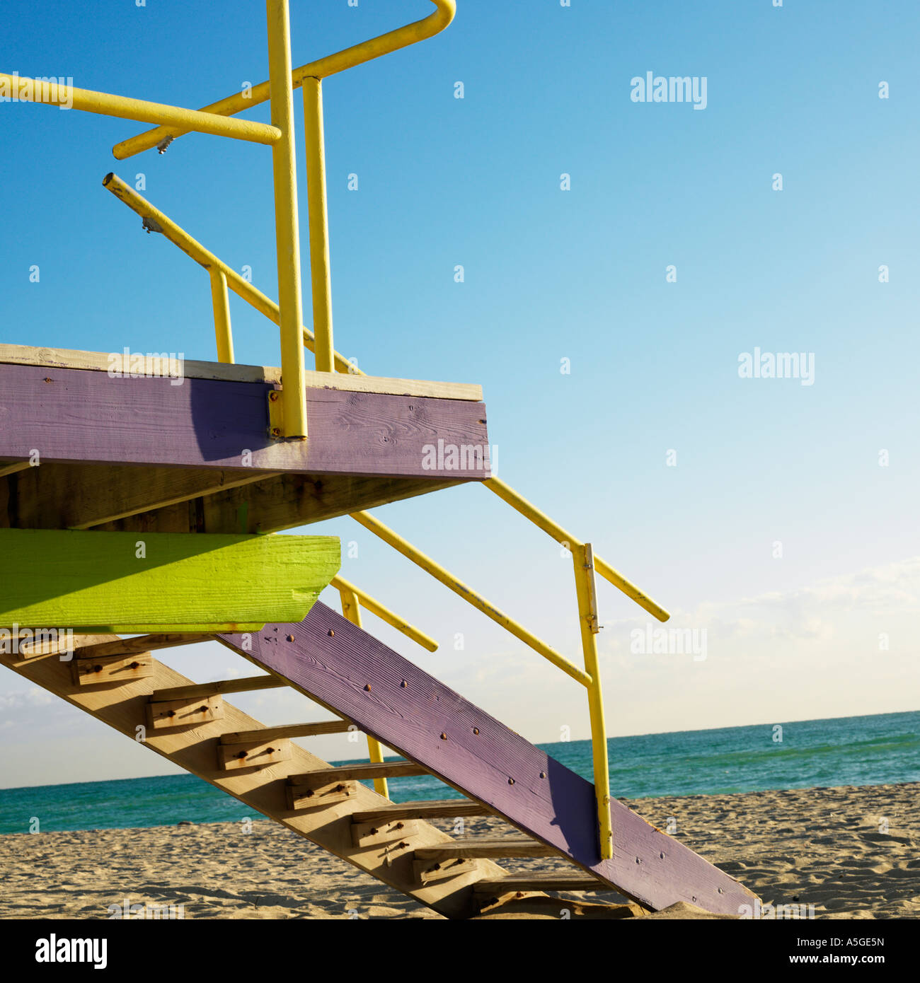 Art deco lifeguard tower on deserted beach in Miami Florida USA Stock ...