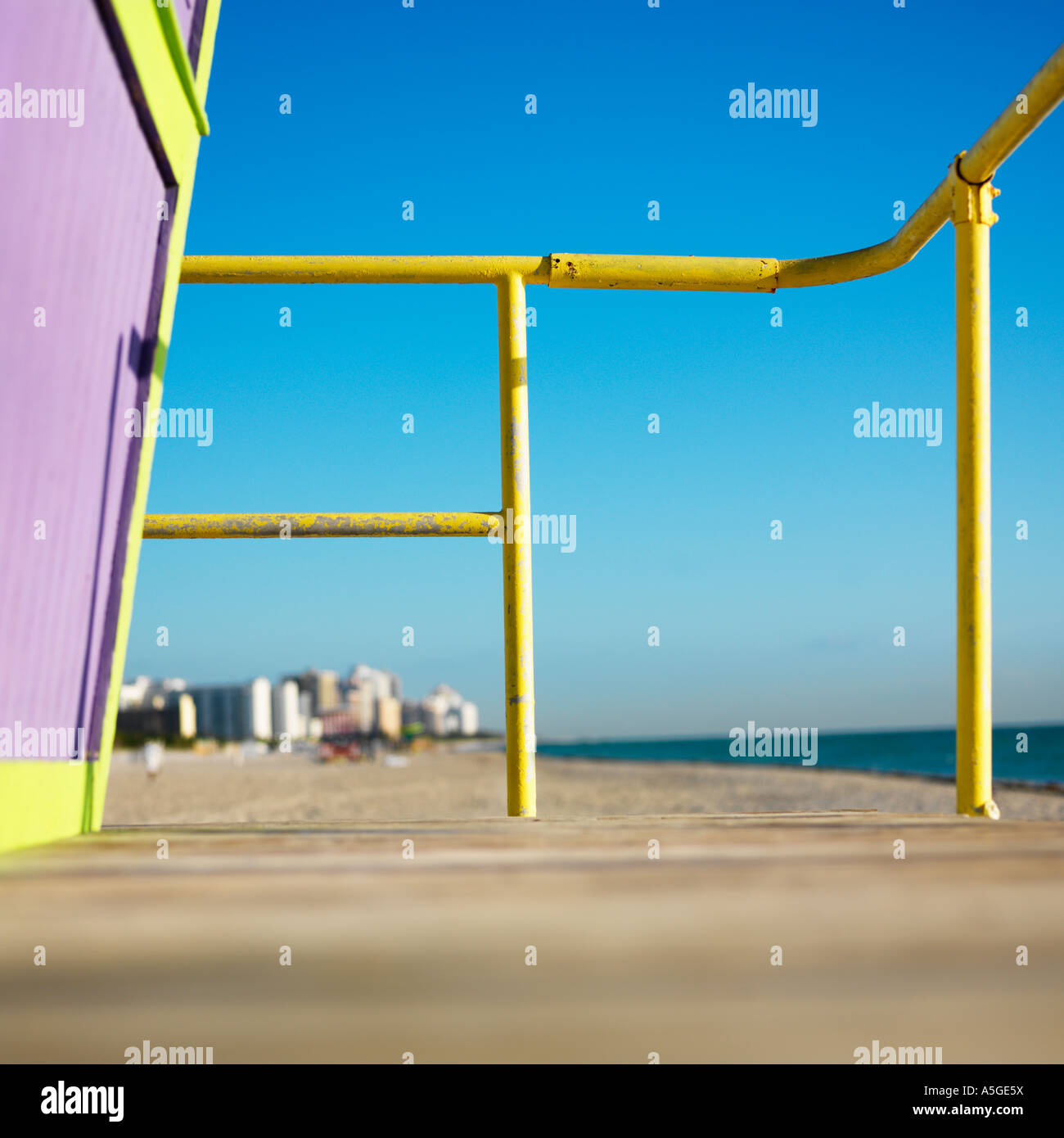 Art deco lifeguard tower deck on beach in Miami Florida USA Stock Photo ...