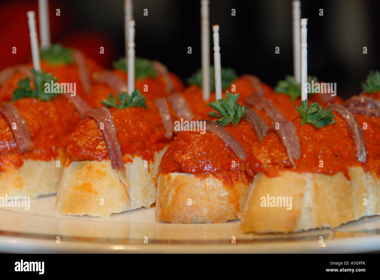 A wide selection of Tapas on display in a restuarant in Valencia in ...
