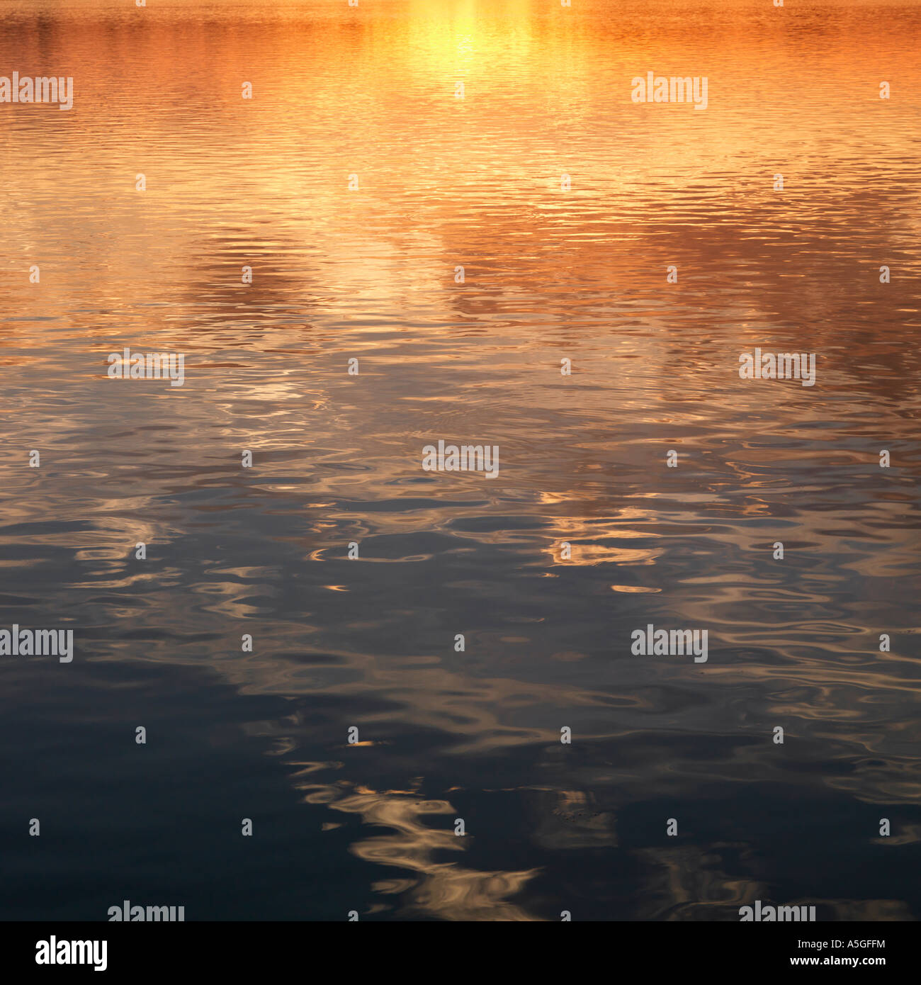 Reflections of orange and yellow sunset on water Stock Photo - Alamy