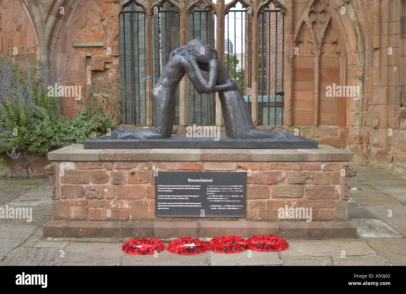 Reconciliation a sculpture in the old Coventry Cathedral Stock Photo ...