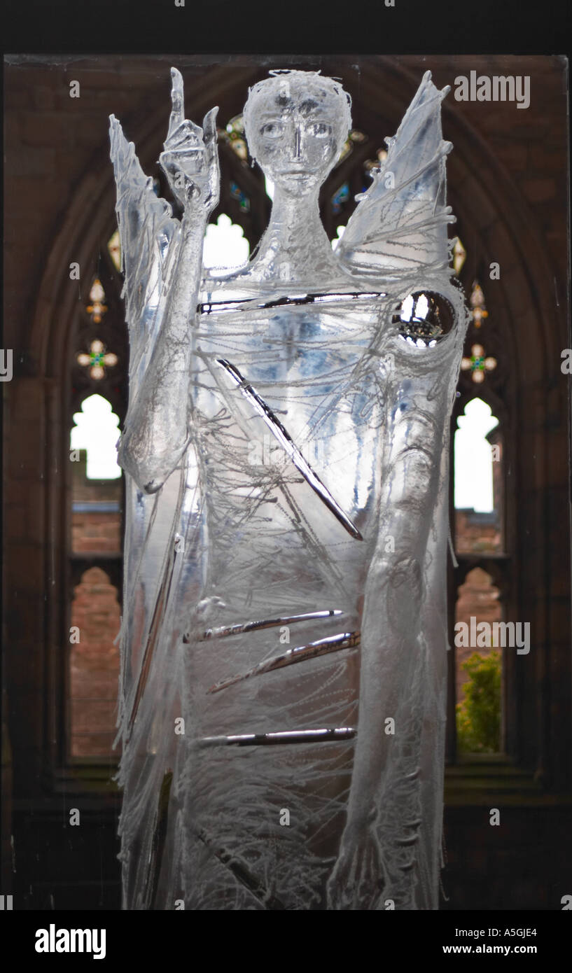 Glass etching of an angel the on west screen window at the new ...