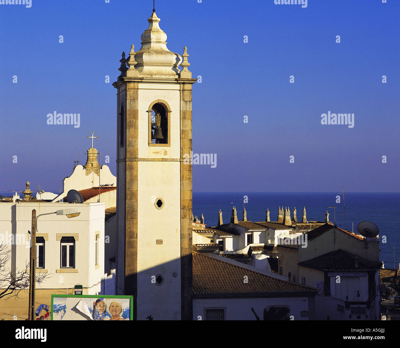 church at the old town of Albufeira, Portugal, Algarve, Albufeira Stock ...