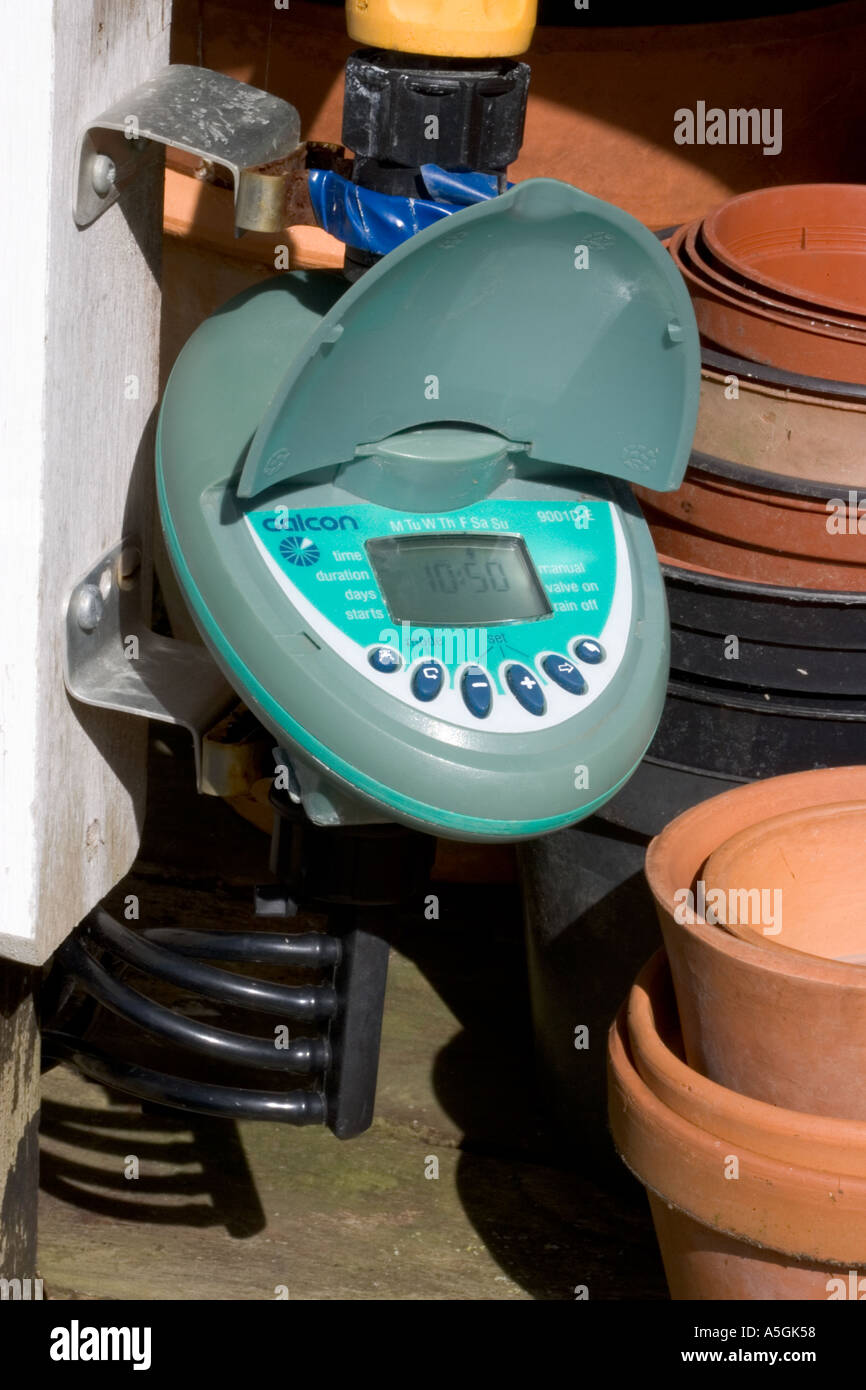 Digital irrigation controller for greenhouse UK Stock Photo - Alamy