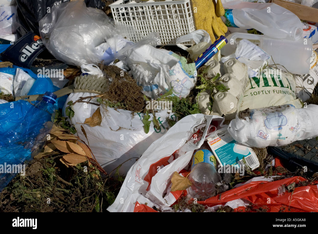 Disposable nappies amidst rubbish on landfill Cotswolds UK Stock Photo ...