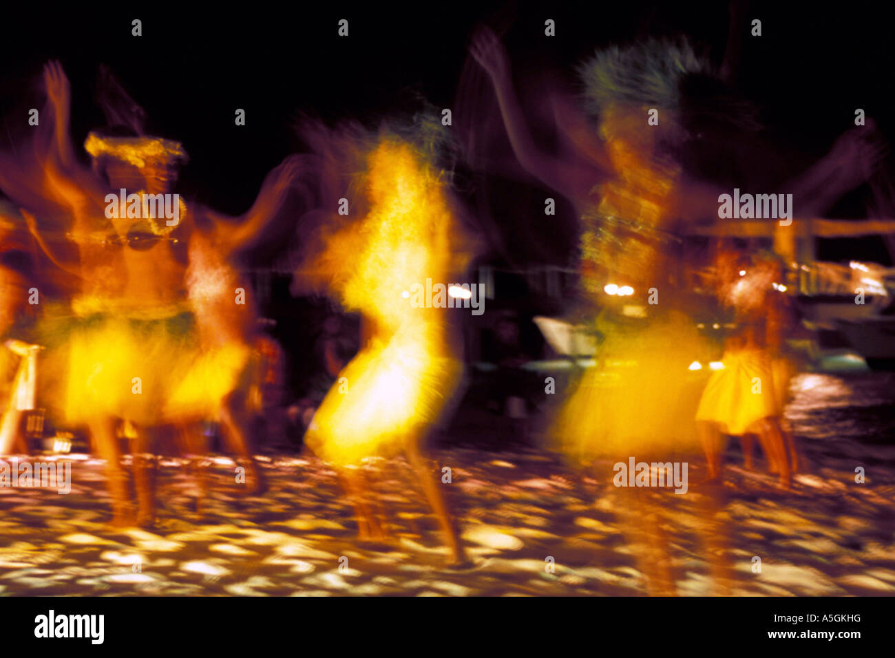 Polynesian people at traditional dancing, French Polynesia Stock Photo ...