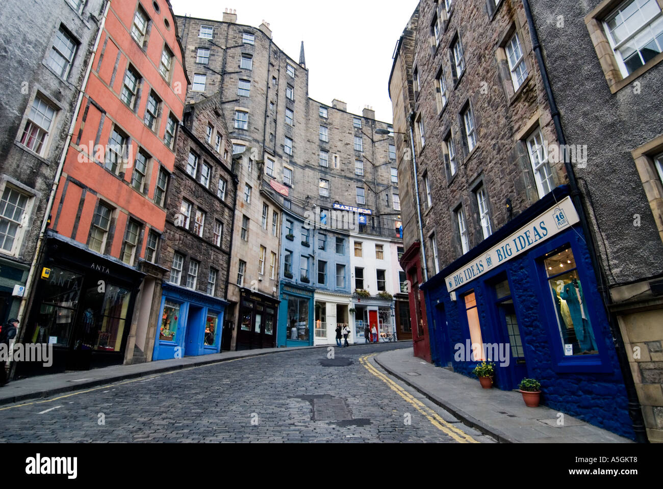 Beautiful colourful stone buildings in West Bow at Victoria Street in ...