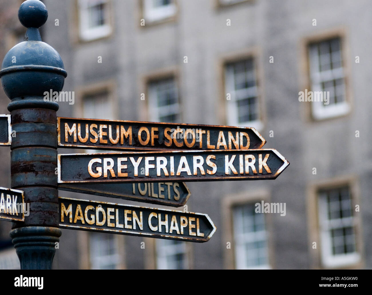 Old direction signs in Grassmarket in Edinburgh s historic Old Town ...