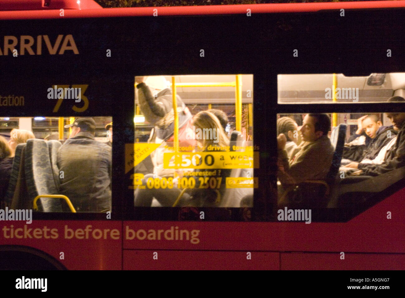 Bus london night passengers hi-res stock photography and images - Alamy
