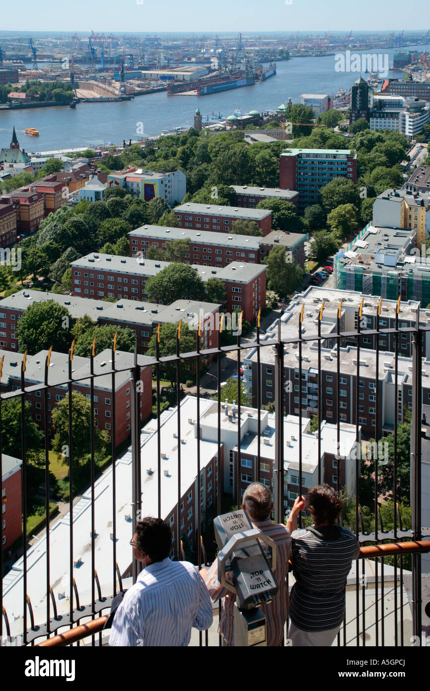 panoramic view of the City of Hamburg from the tower of Michaelis ...