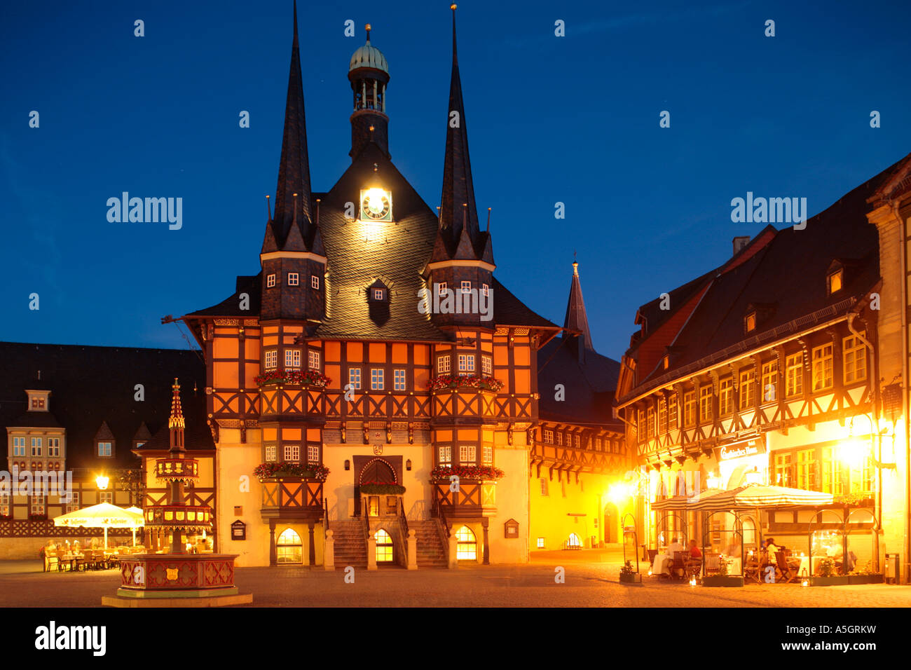 Town hall of Wernigerode in the Harz Mountains in Northern Germany ...