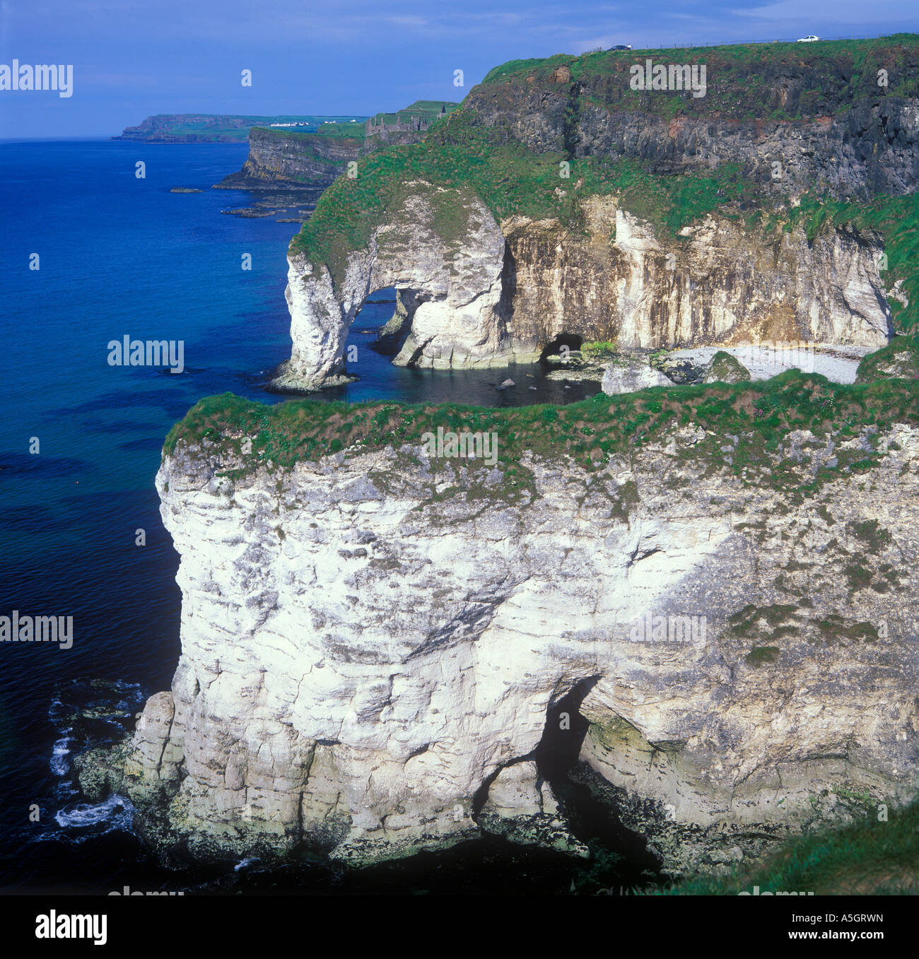 white cliffs at the Causeway Coast in County Antrim in Northern Ireland ...