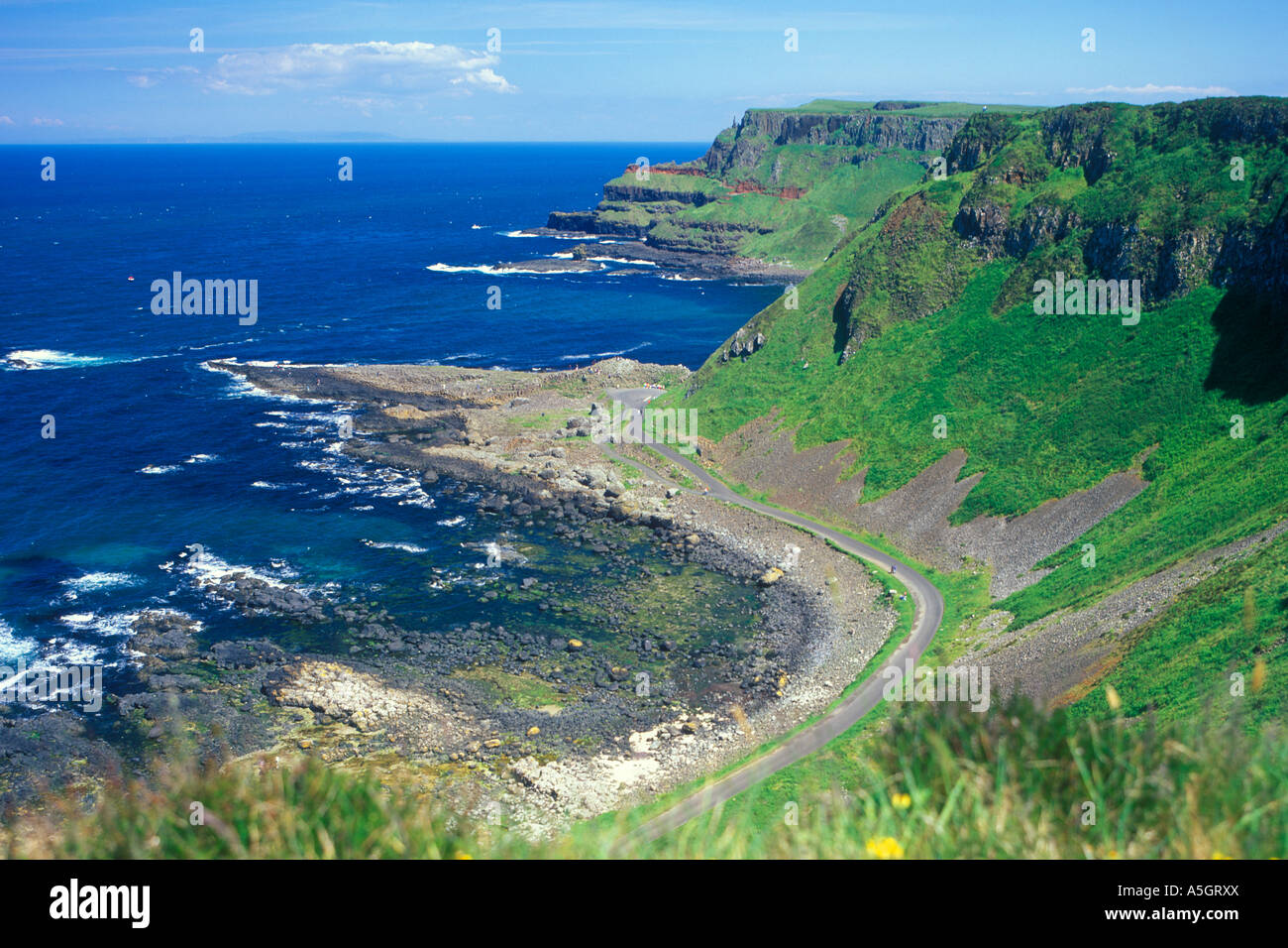 panoramic view of Giants Causeway in County Antrim in Northern Ireland ...