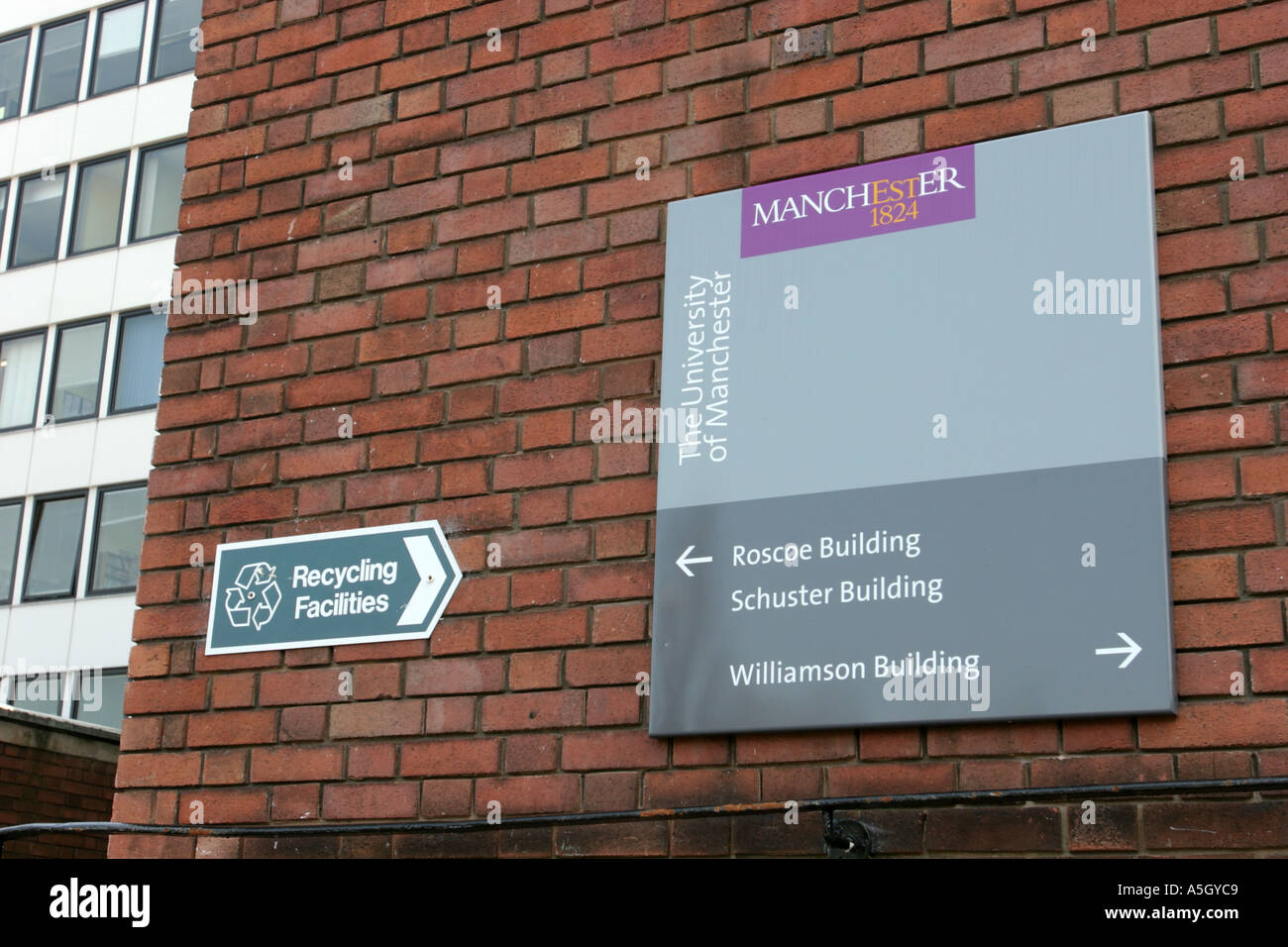 Signs on wall of Williamson Building University of Manchester UK Stock ...
