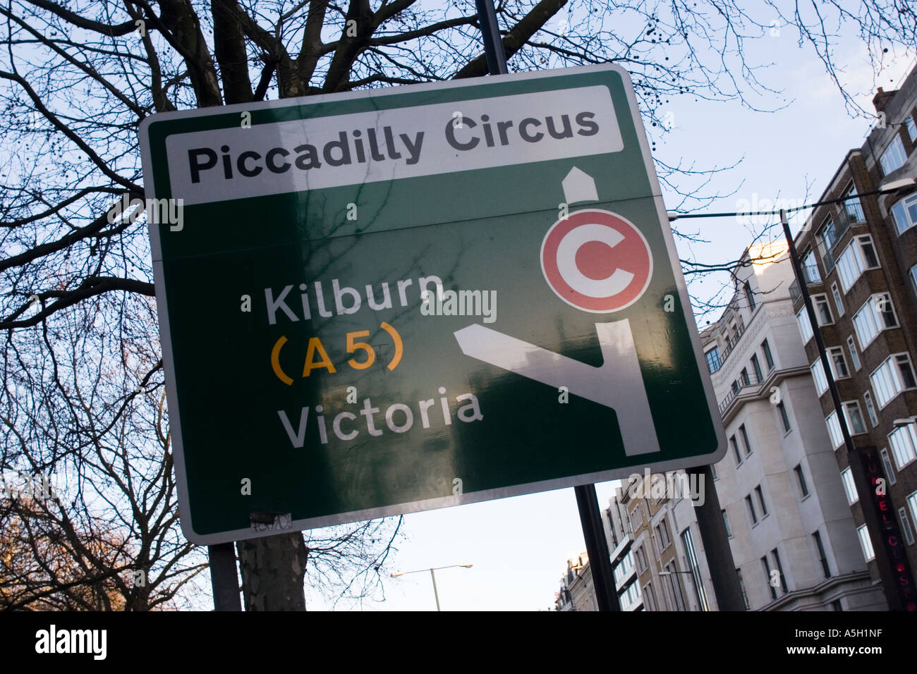 London green road traffic signs Stock Photo - Alamy