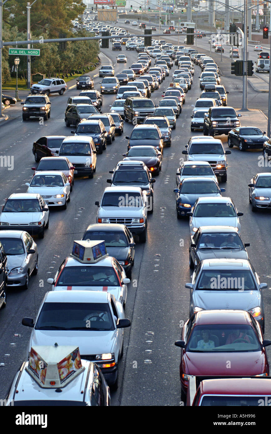 Cars in traffic jam on road Stock Photo - Alamy