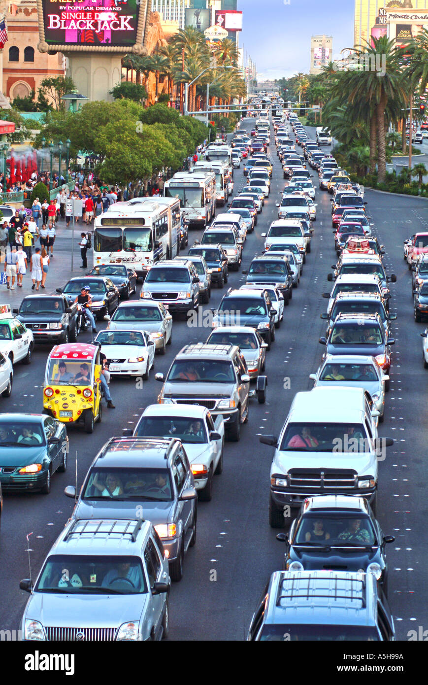 Cars in traffic jam on road Stock Photo - Alamy