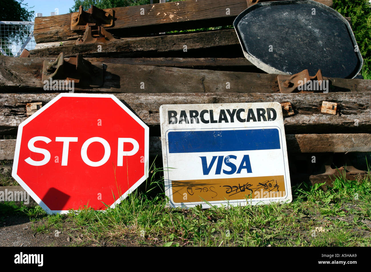Interesting shapes colours and textures on old signs Stock Photo - Alamy