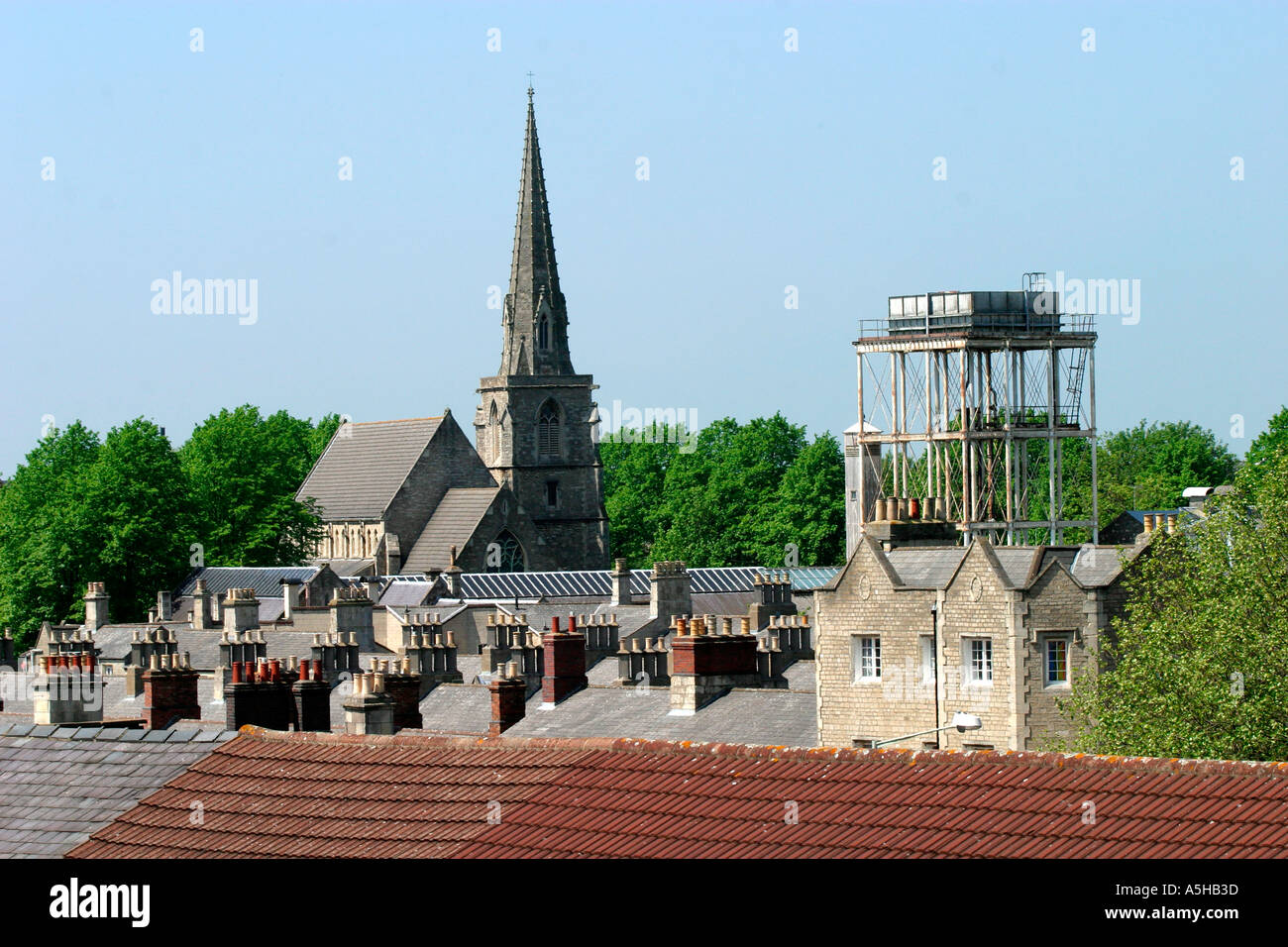 View of St Mark's church and the water tower across the rooftops of the ...