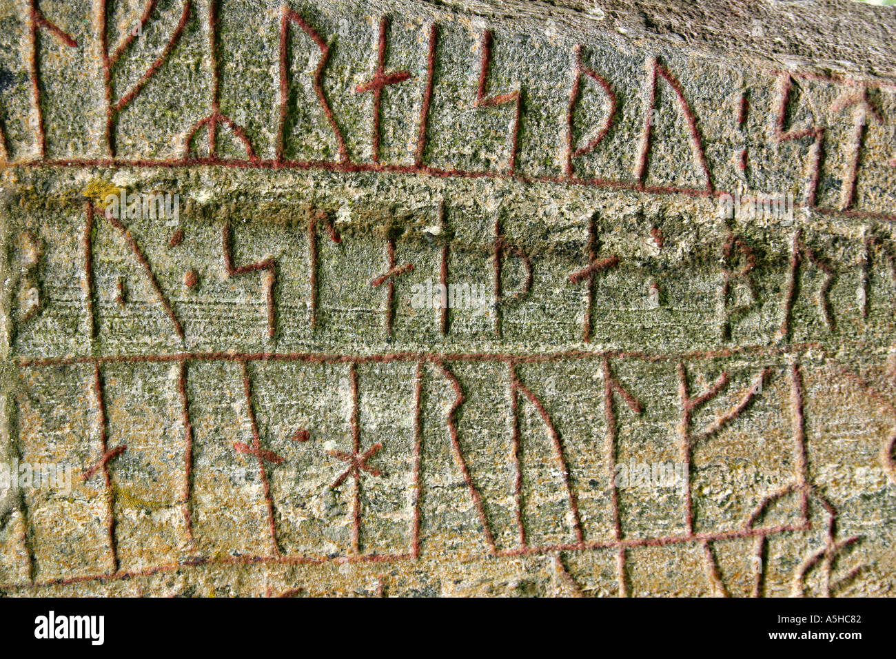 Close up of rune stone characters Stock Photo - Alamy