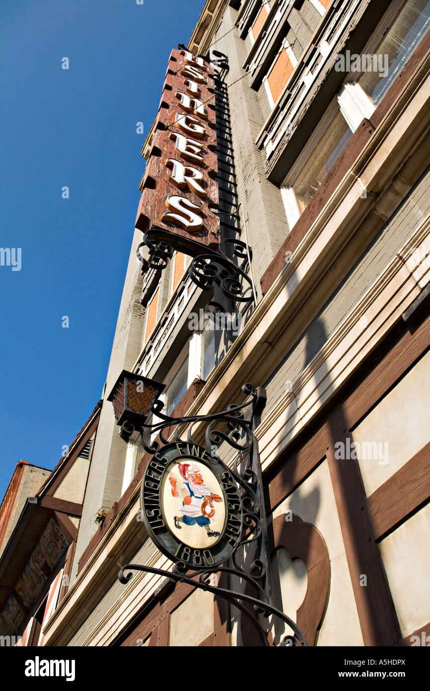 WISCONSIN Milwaukee Sign on exterior of Usingers fine sausage store ...