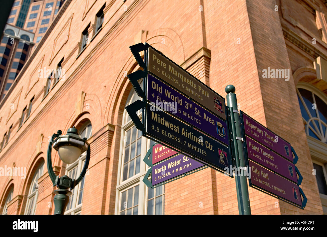 WISCONSIN Milwaukee Directional signs on street post to popular ...