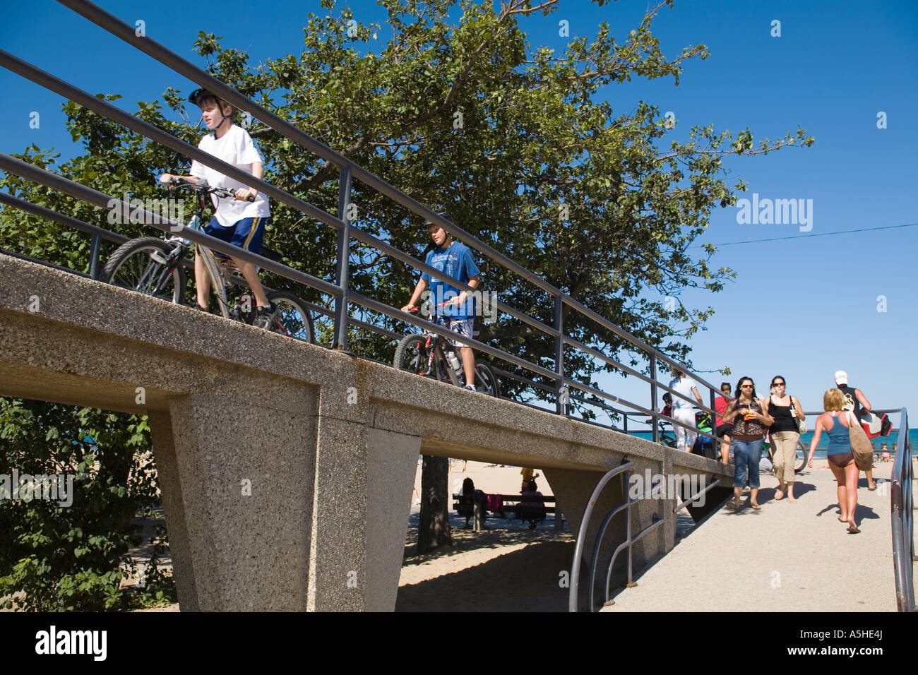 ILLINOIS Chicago Ramp to pedestrian bridge over Lake Shore Drive ...