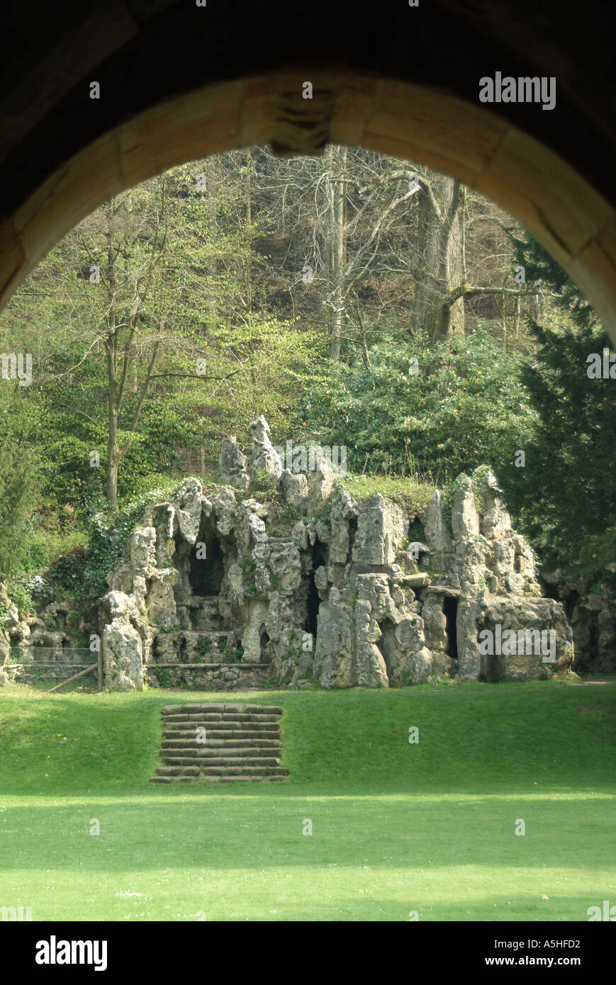 Grotto in the grounds of the Old Wardour Castle ruins Stock Photo - Alamy