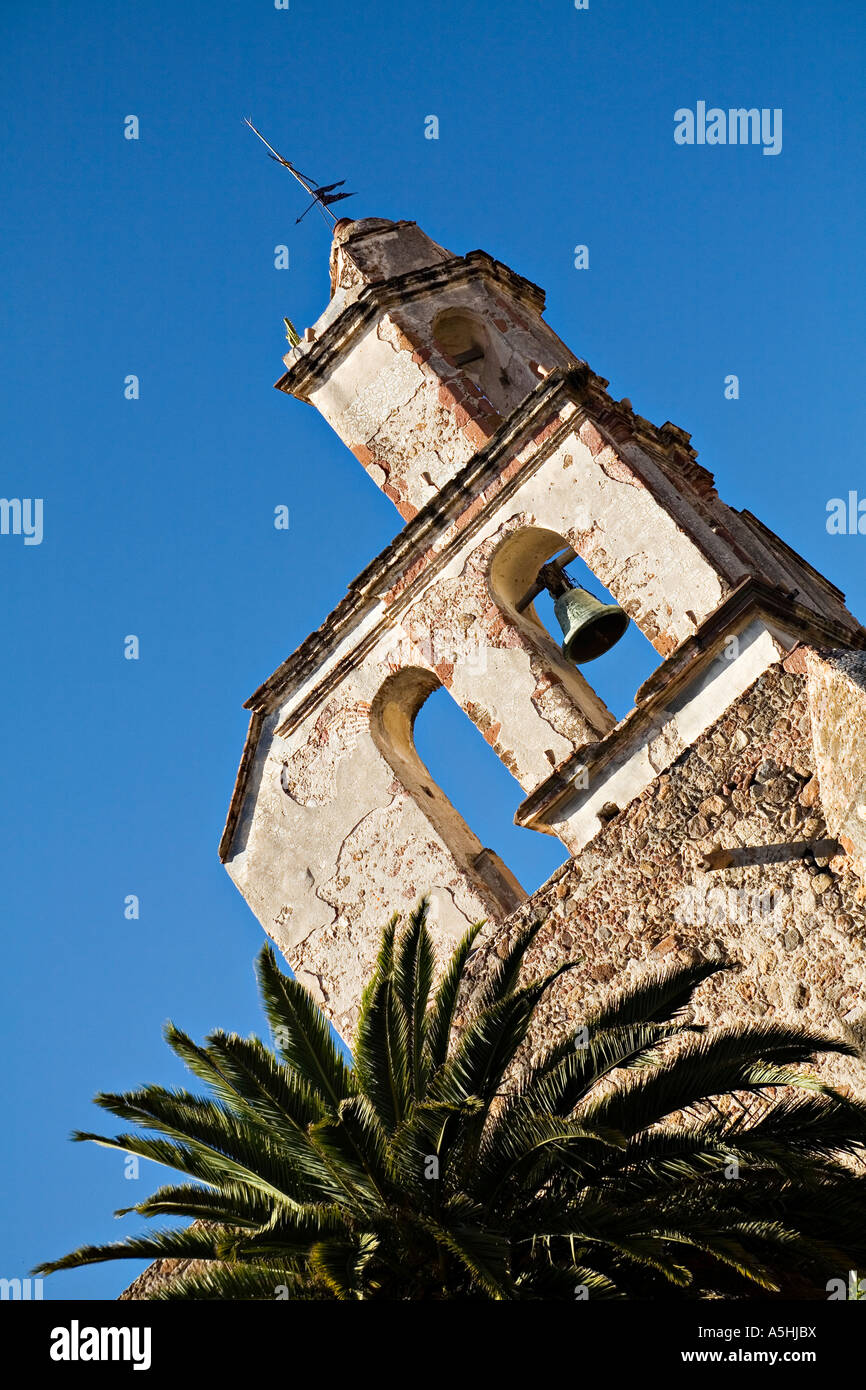 MEXICO San Miguel de Allende Single bell in stone bell tower of church ...