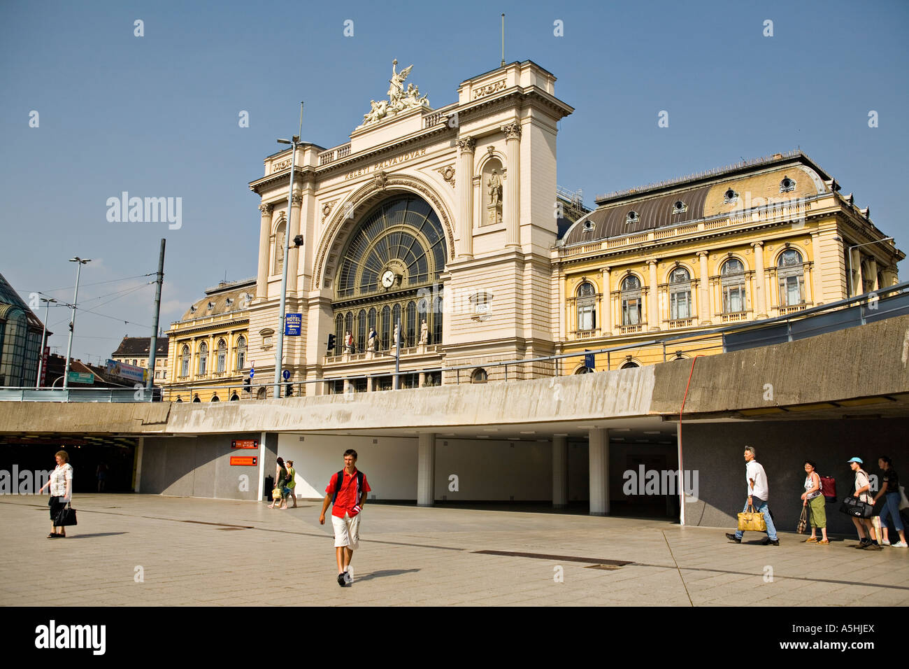 HUNGARY Budapest Exterior of Nyugati train station railway terminal ...