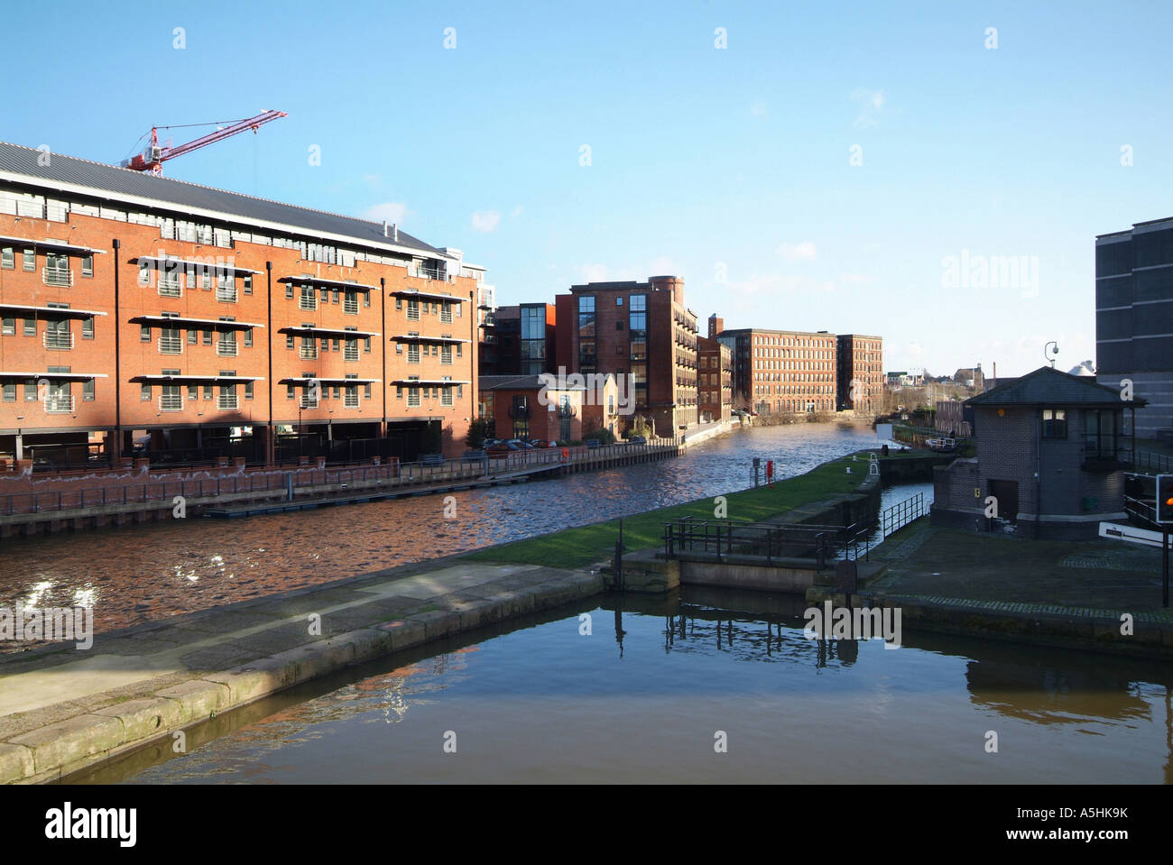 River Aire & Fearnes Wharfe and Roberts Wharfe behind, Leeds Riverside ...