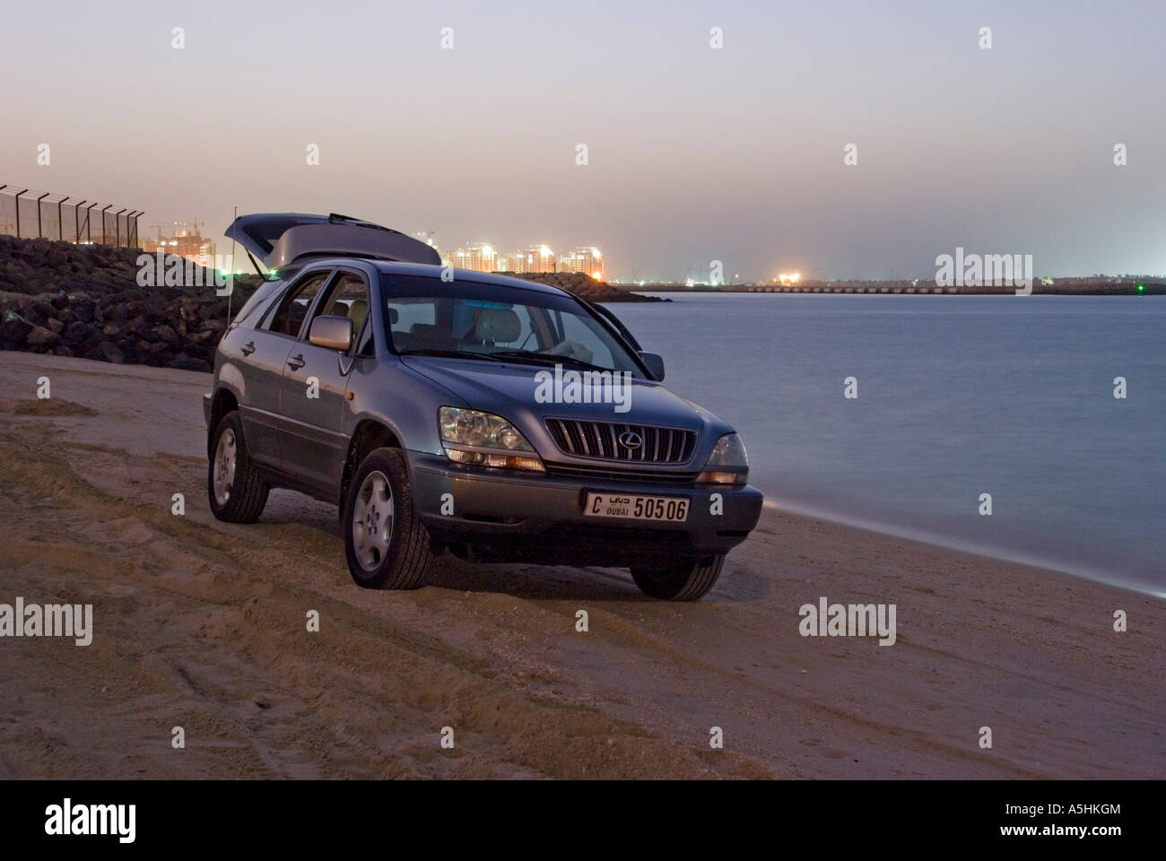 Middle east uae united arab emirates Dubai 4 wheel drive on beach Stock ...