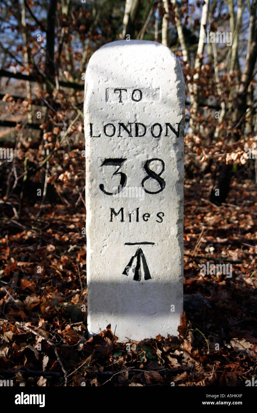 Old Milestone by the Roadside with distance to London marked Stock ...