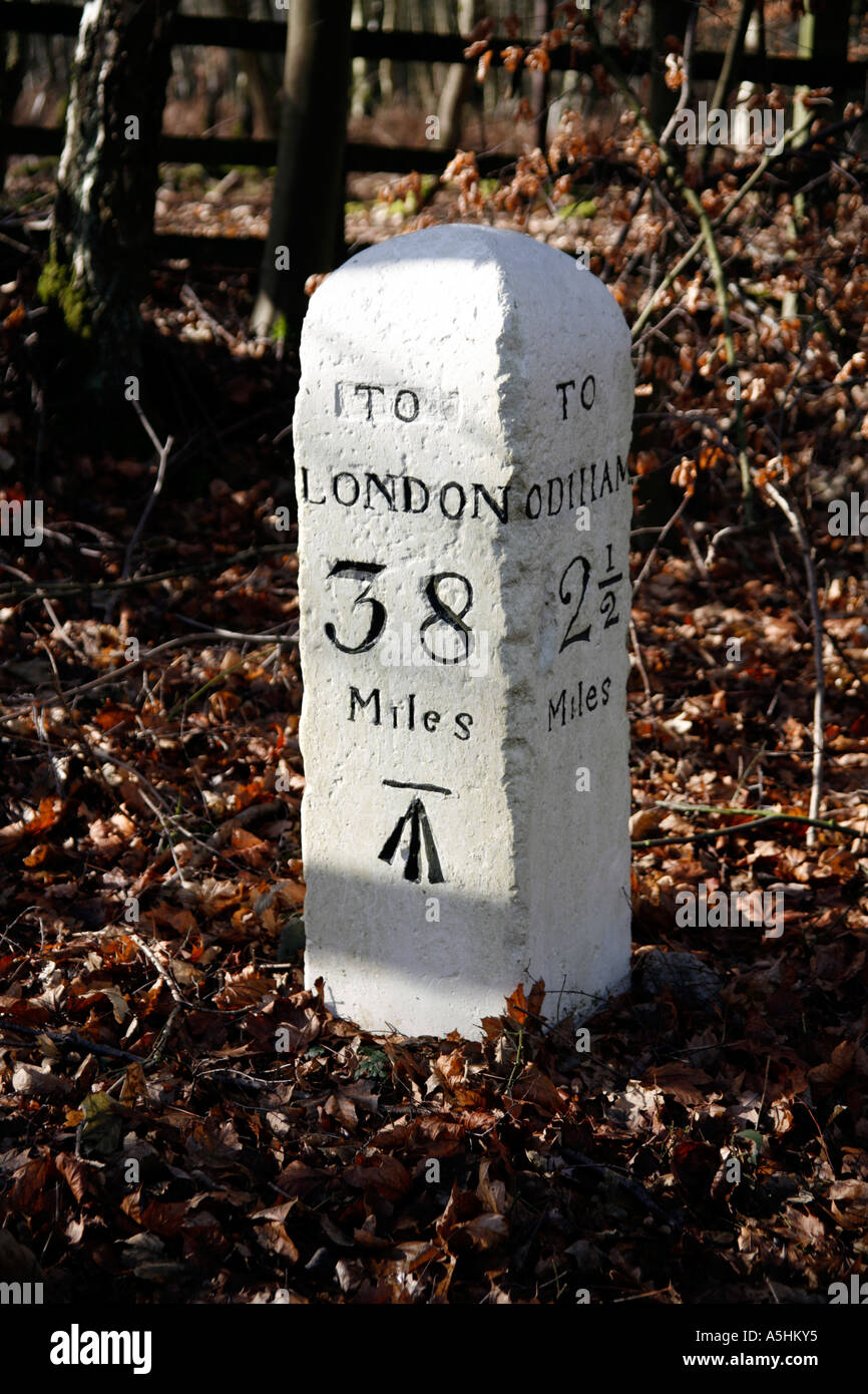 Old Milestone by the Roadside with distance to London marked Stock ...