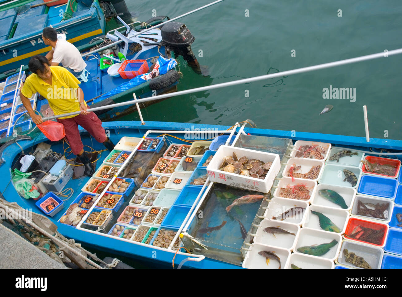 Asia China Hong Kong new territories sai kung fishing boats Stock Photo - Alamy