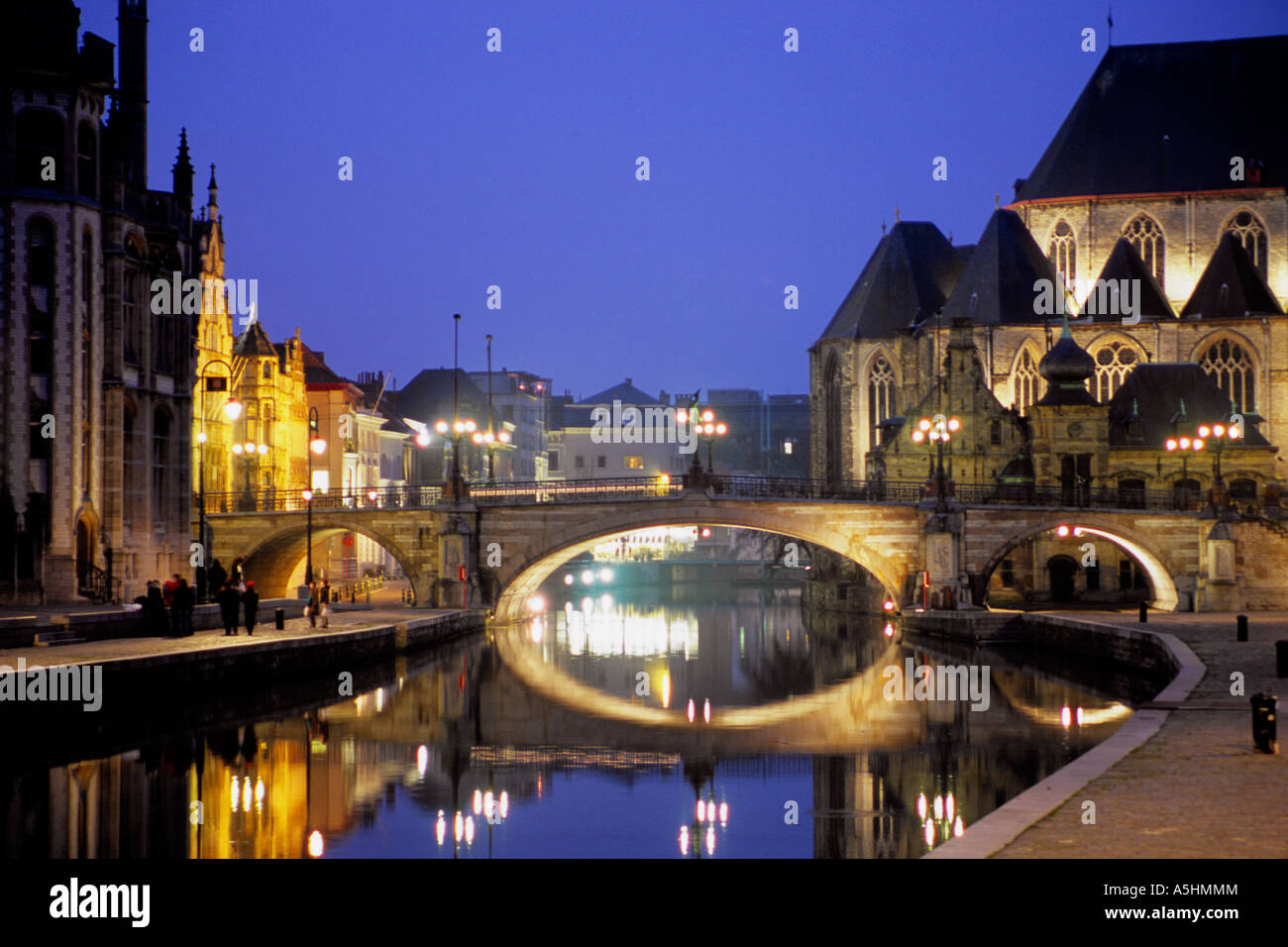 Belgium Gent St Michael Bridge Church Stock Photo - Alamy