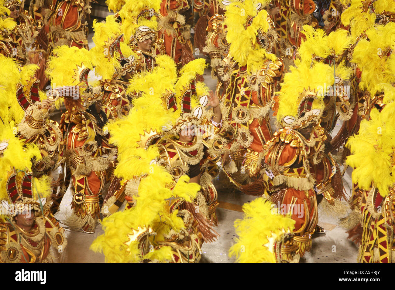 Floats and samba dancers in amazing costumes, in the Rio de Janeiro ...