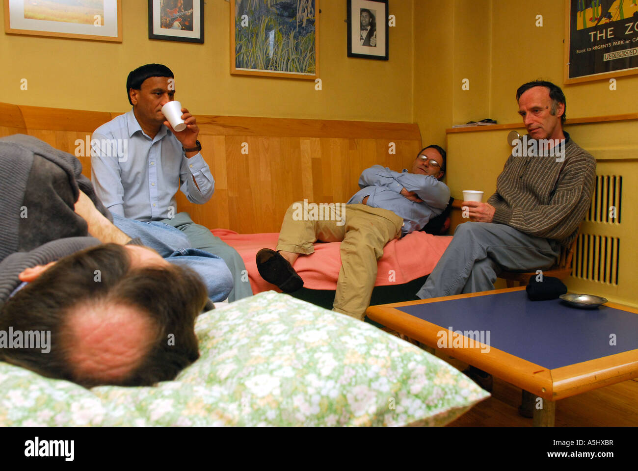 Homeless men in St Mungos Hostel, Harrow, Middlesex, UK Stock Photo - Alamy