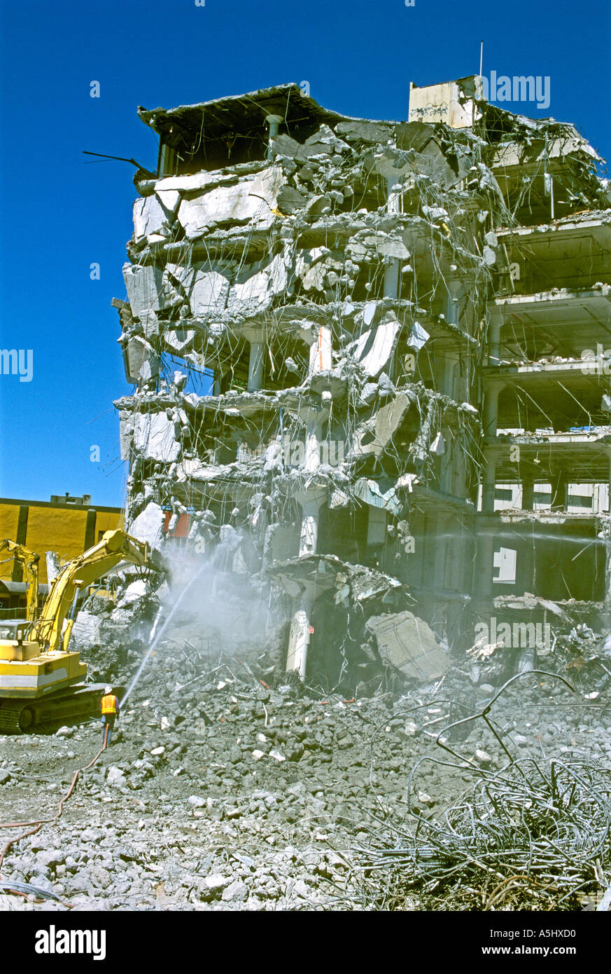 BUILDING BEING TORN DOWN WATER BEING SPRAYED TO REDUCE DUST SEATTLE ...