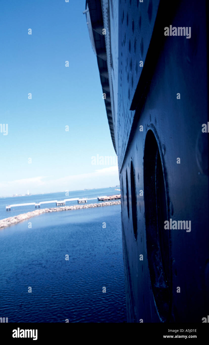 Port hole in the side of the original 1936 Queen Mary ocean liners hull ...