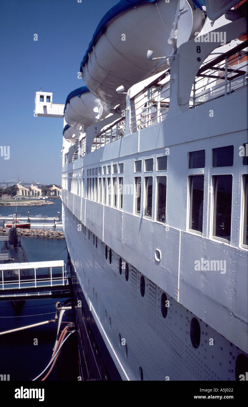 The side of the original 1936 Queen Mary ocean liners hull ...