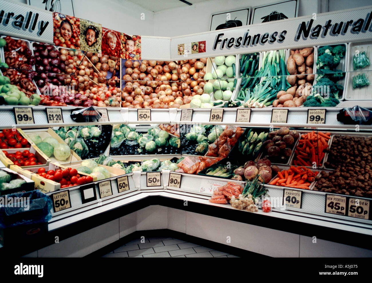 Old fashioned grocery store with fruit and vegetables hi-res stock ...