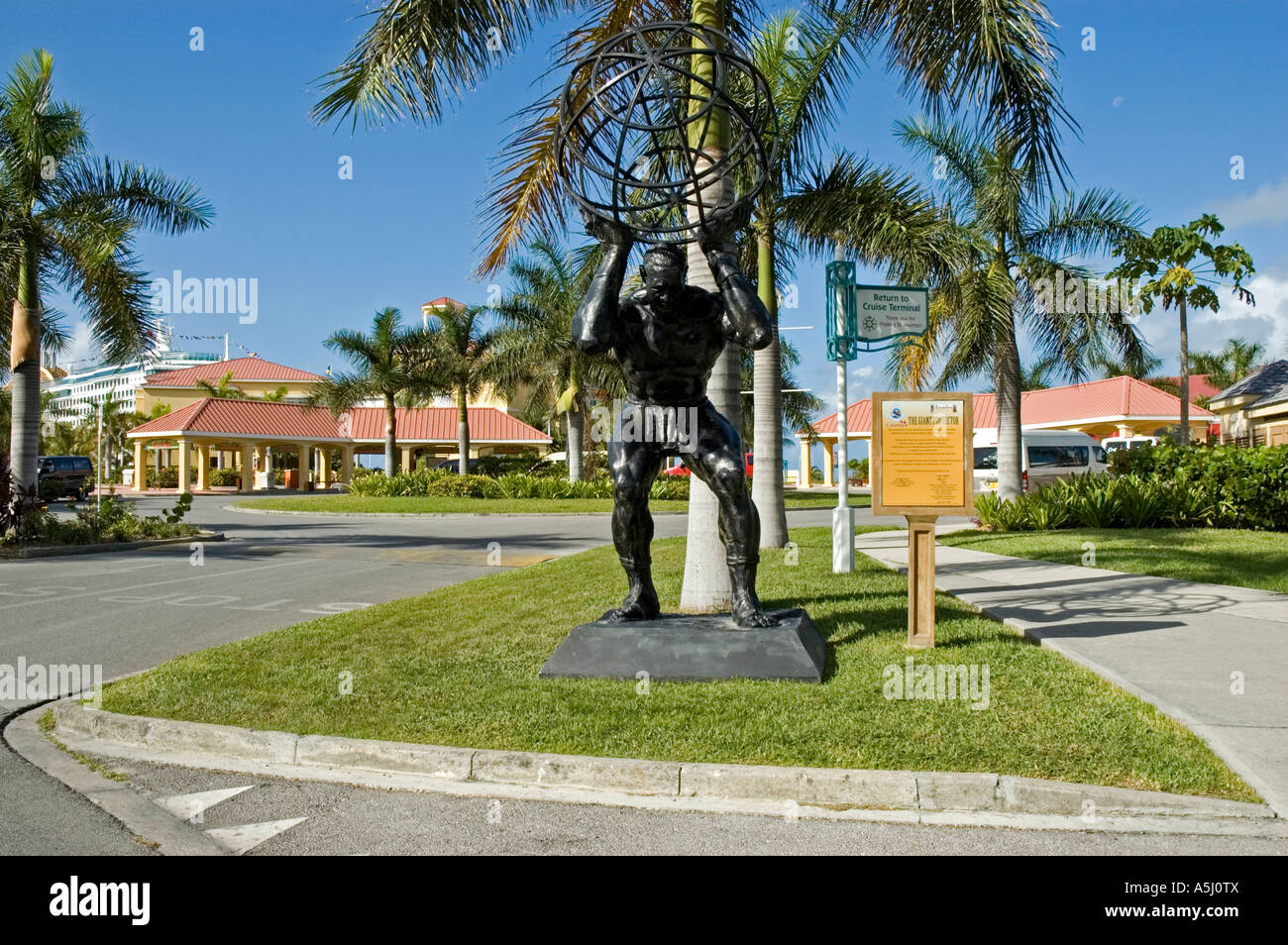 Statue of The Giant Protector at the cruise terminal, St Maarten Stock ...