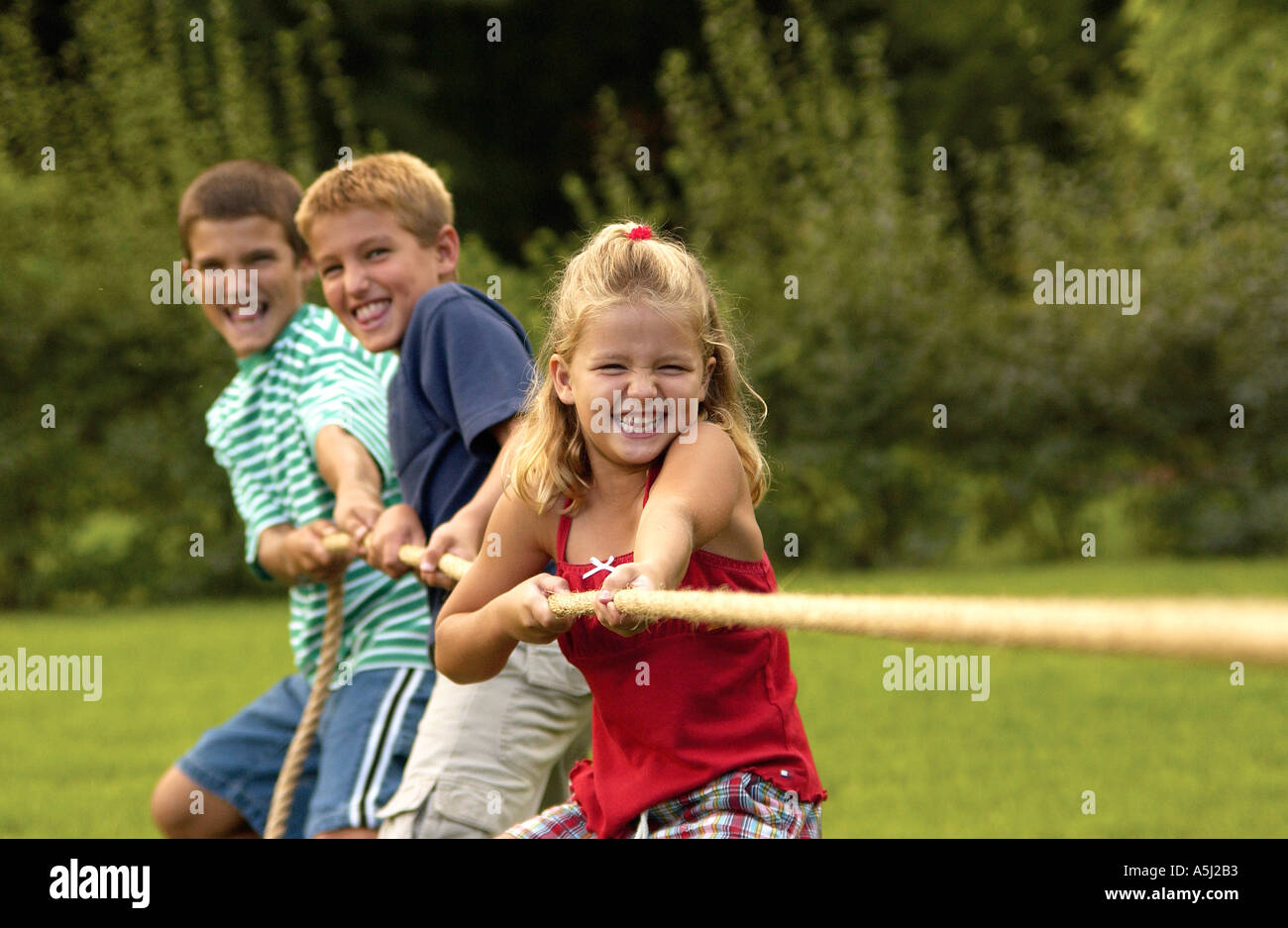 Kids playing tug of war Stock Photo - Alamy