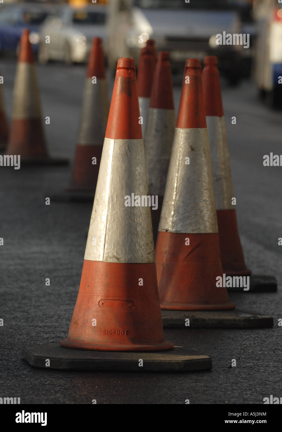 Traffic cones in the city centre of Birmingham Stock Photo - Alamy