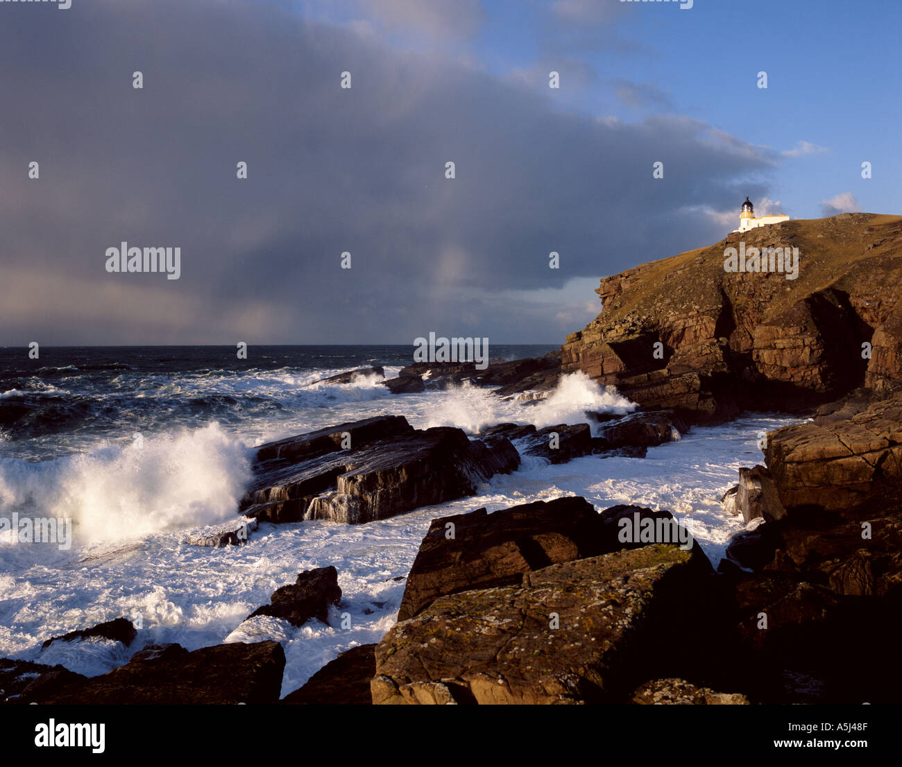 U K Scotland Sutherland Highland Stoerhead Lighthouse The Minch Stock ...
