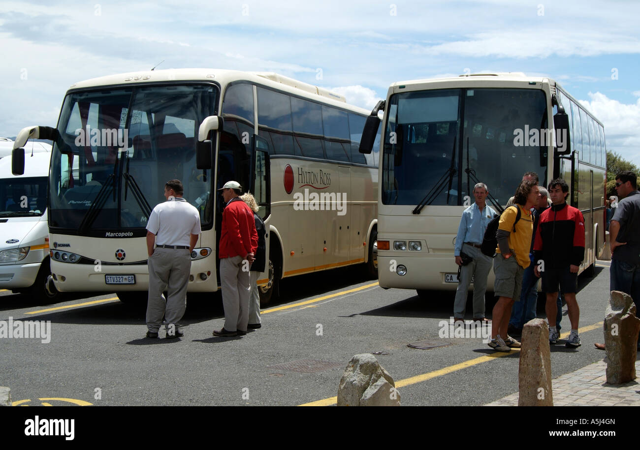 Excursion coaches. Tourists and tour buses.Cape Point South Africa RSA ...